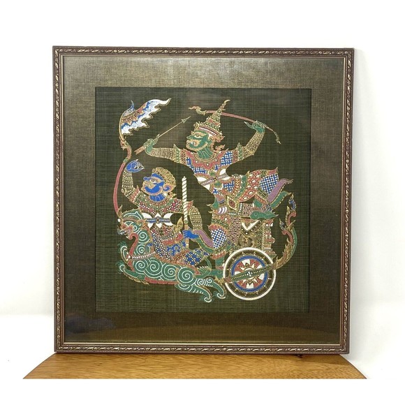 Art | Vintage Hand Painted Silk Thai Prince Ramakien Mythology Chariot ...